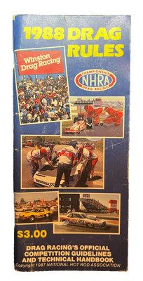 1988 NHRA Drag Rule Book National Hot Rod Association Drag Racing ...