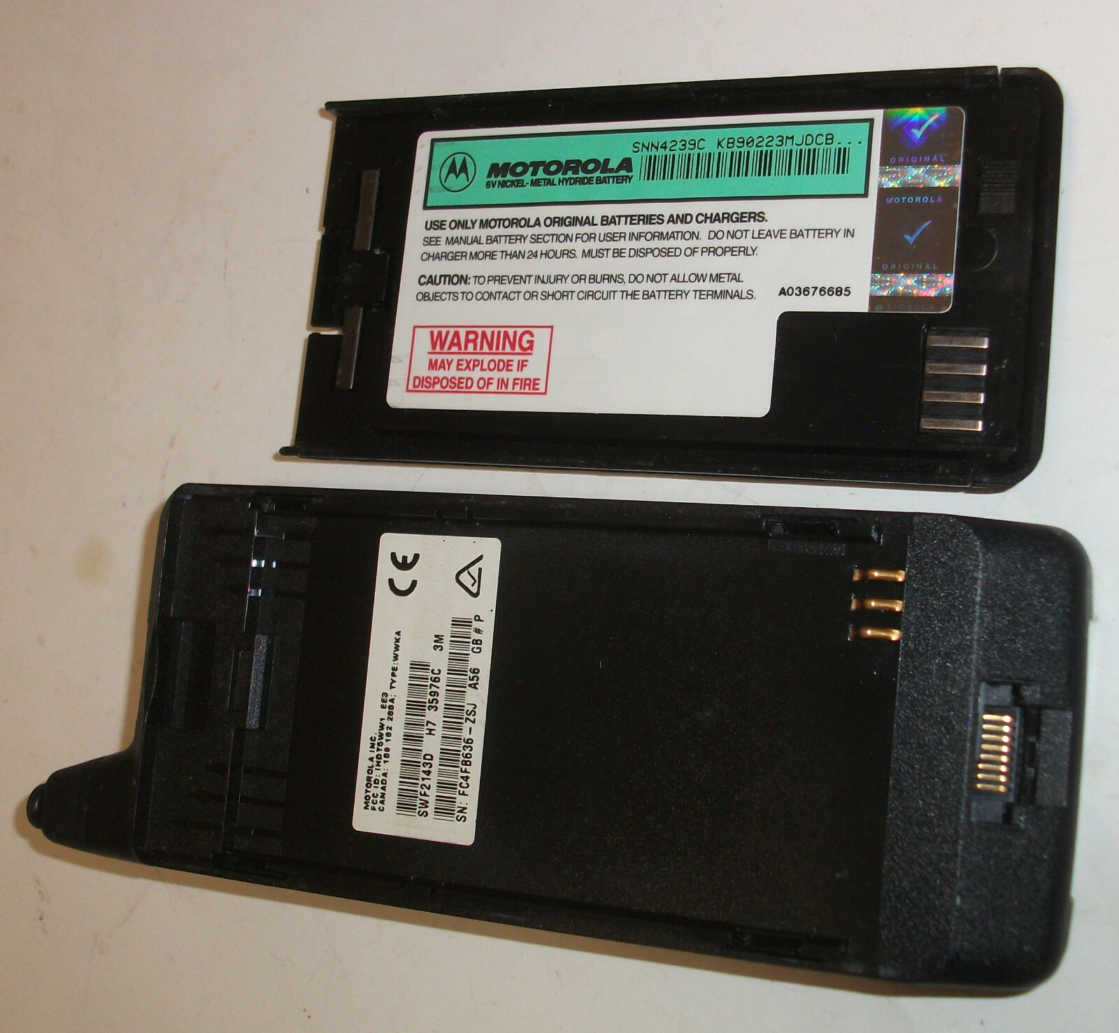 VINTAGE MOTOROLA CELL PHONE MICROTAC/650 E + SWF2143D SNN4239C BATTERY ...