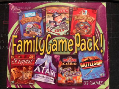 Family Game Pack (PC) 32 Games! 7 Discs! (Monopoly, Atari, Scrabble ...