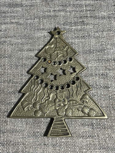 Vintage Brass Christmas Tree Trivet Holiday 7 7/8" x 6 1/4" READ | eBay
