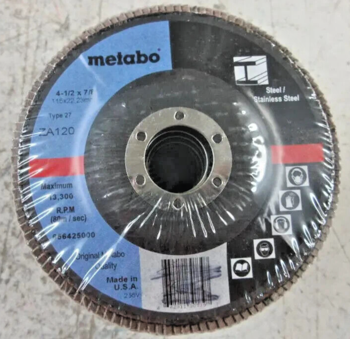 LOT OF 5 METABO FLAP DISCS 4-1/2" x 7/8" TYPE 27 656425000 USA Abrasive ...