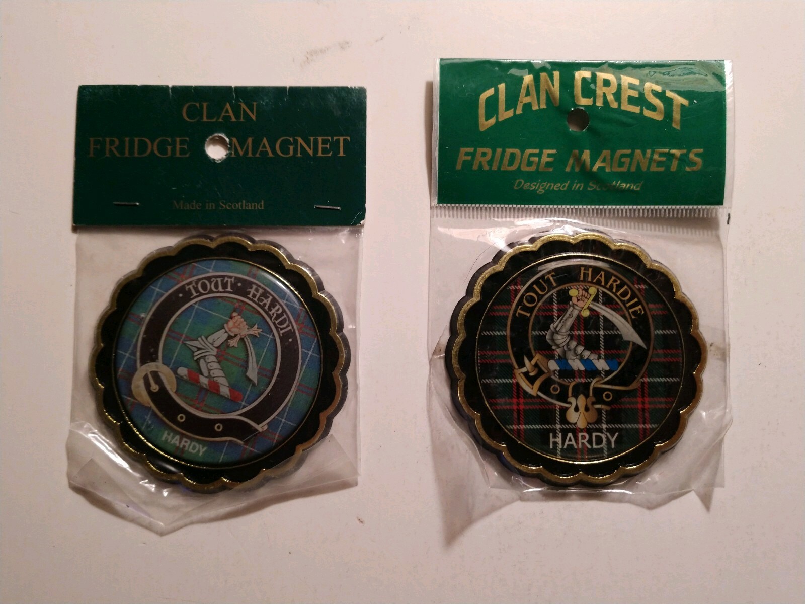 2 Hardy Scottish Scots Family Clan Crest Fridge Refrigerator Magnet NOS ...