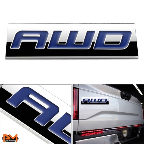 "AWD" Polished Metal 3D Decal Blue Emblem Exterior Sticker For 12-18 ...