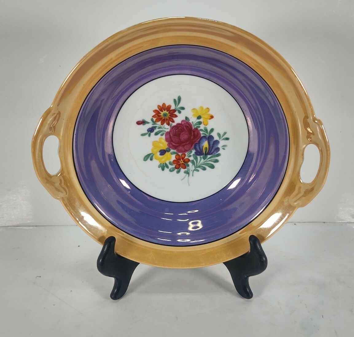 Antique Vintage German Lusterware Salad/soup Bowl Cream Orange Lavender ...