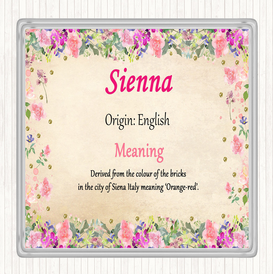 Sienna Name Meaning Drinks Mat Coaster Floral | eBay