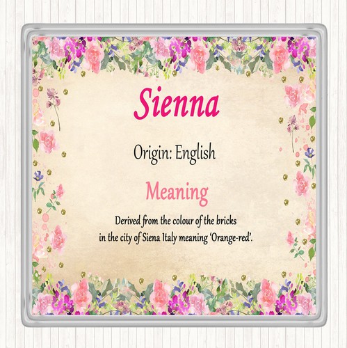 Sienna Name Meaning Drinks Mat Coaster Floral | eBay