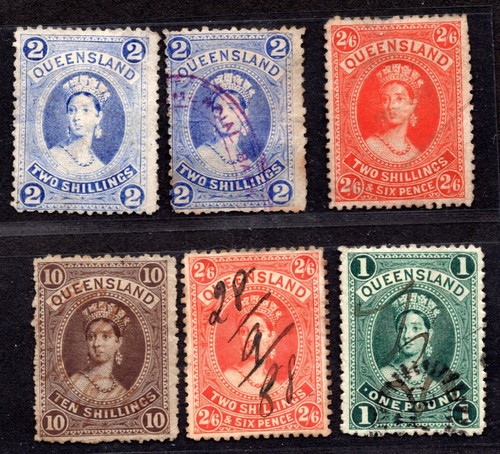 AUSTRALIA QUEENSLAND 1882 SHILLING VALUE TO ONE POUND THIN & THICK ...