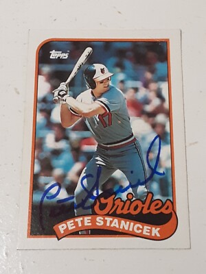 Pete Stanicek Baltimore Orioles 1989 Topps Autograph Card #497 READ ...
