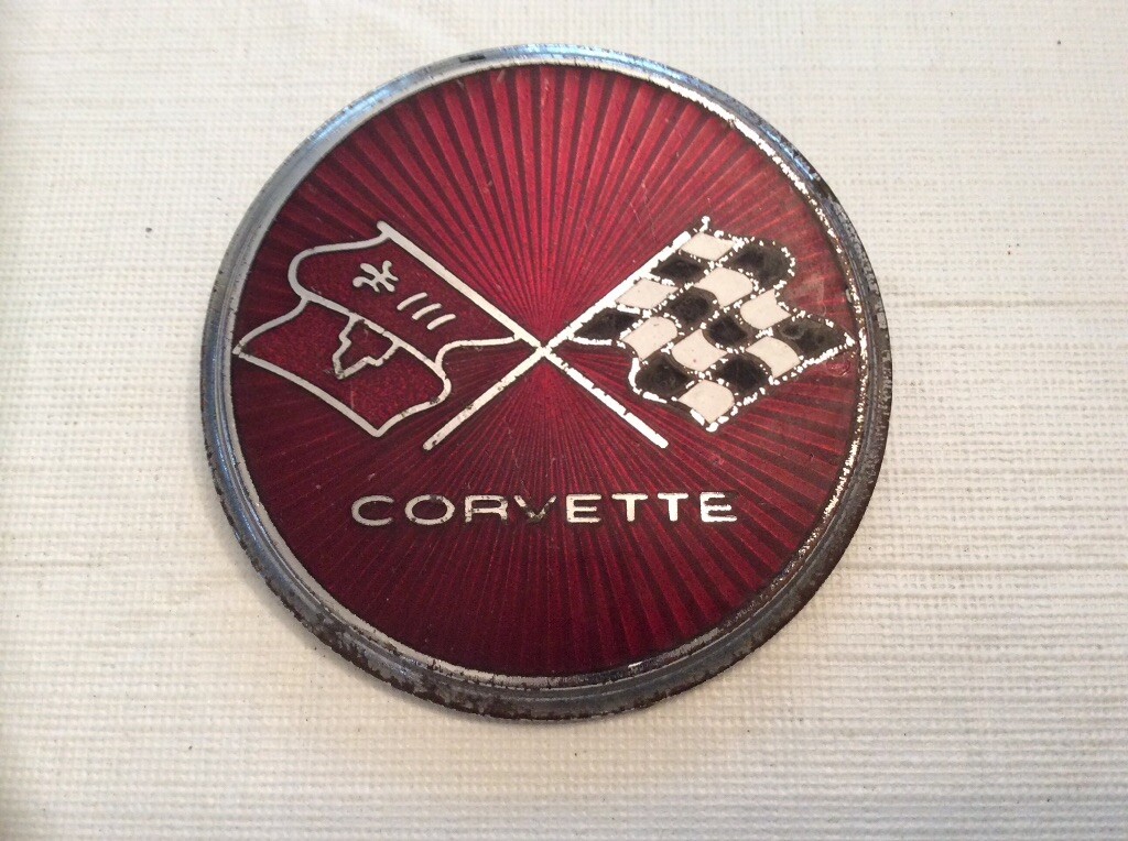 1975 -1976 Corvette Fuel Door Gas Lid Emblem Trim Metal OEM #347914 ...