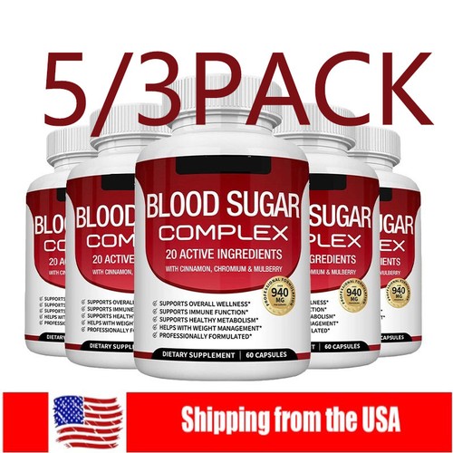 5/3bottles Blood Sugar Complex w/ Cinnamon, Chromium & Mulberry 60 ...
