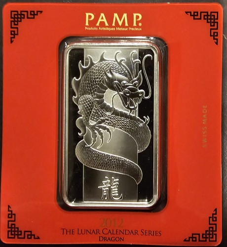2012 LUNAR CALENDAR SERIES YEAR OF THE DRAGON - PAMP SUISSE 100g .999 ...