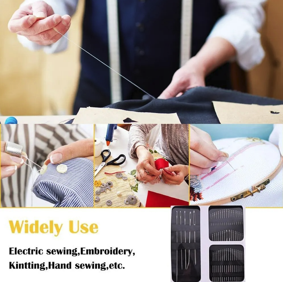 55 Pieces Stainless Steel Big Eye Hand Sewing Needles Set – Multiple ...