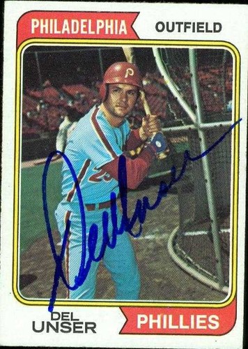 Del Unser autographed Baseball Card (Philadelphia Phillies) 1974 Topps ...