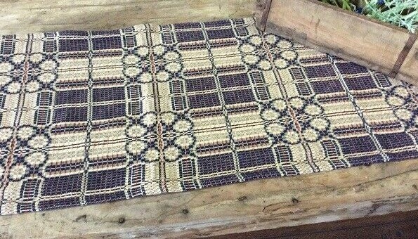 NEW PRIMITIVE YORKTOWN WOVEN TABLE RUNNER BRICK RED NAVY CREAM 56" x 14 ...