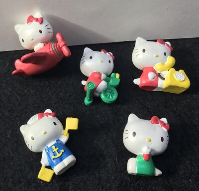 HELLO KITTY, LOOSE LOT OF 8 HELLO KITTY 1.5” PVC KITTY FIGURES, SANRIO ...