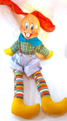 Vintage Rare Easter Bunny Rabbit Plastic Vinyl Face Fabric Stuffed Body ...