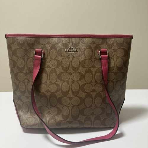 COACH Logo Tote Bag Brown Pink | eBay