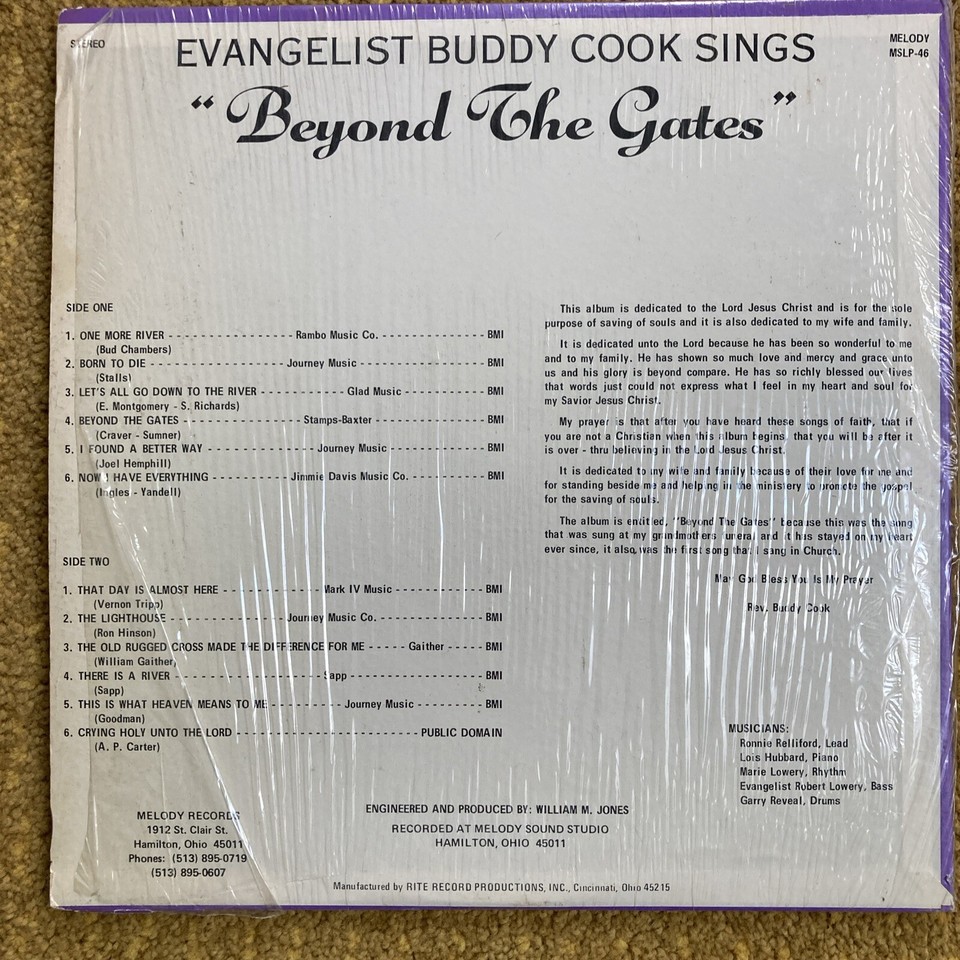 Evangelist Buddy Cook Sings Beyond The Gates Lp | eBay