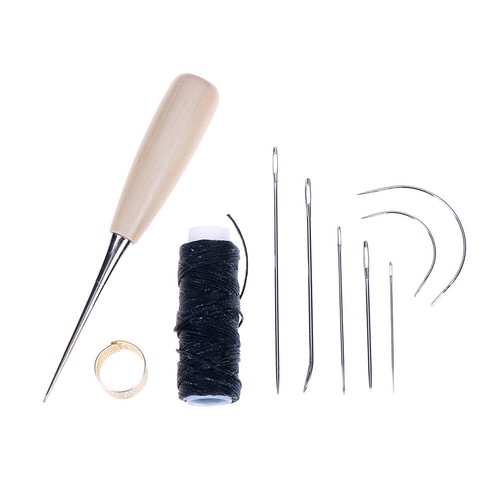Leather Sewing Needles Stitching Awl Needle Set Thread Thimble Hand ...