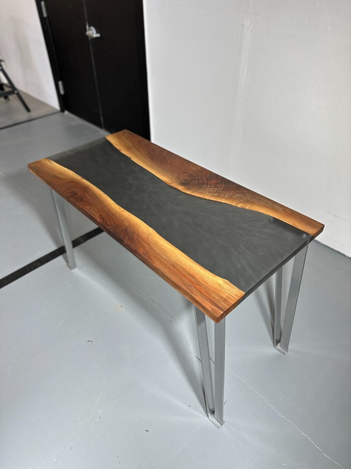 One of a kind sleek and stylish Black Walnut and Epoxy Resin computer ...