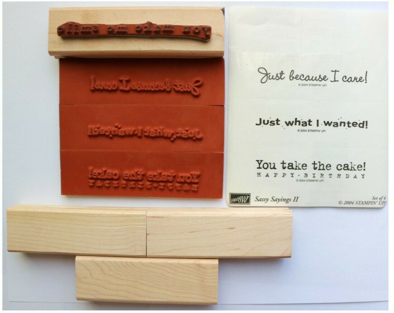 Stampin' Up Sassy Sayings II Mixed Lot of Rubber Stamp Phrases Set of 4 ...