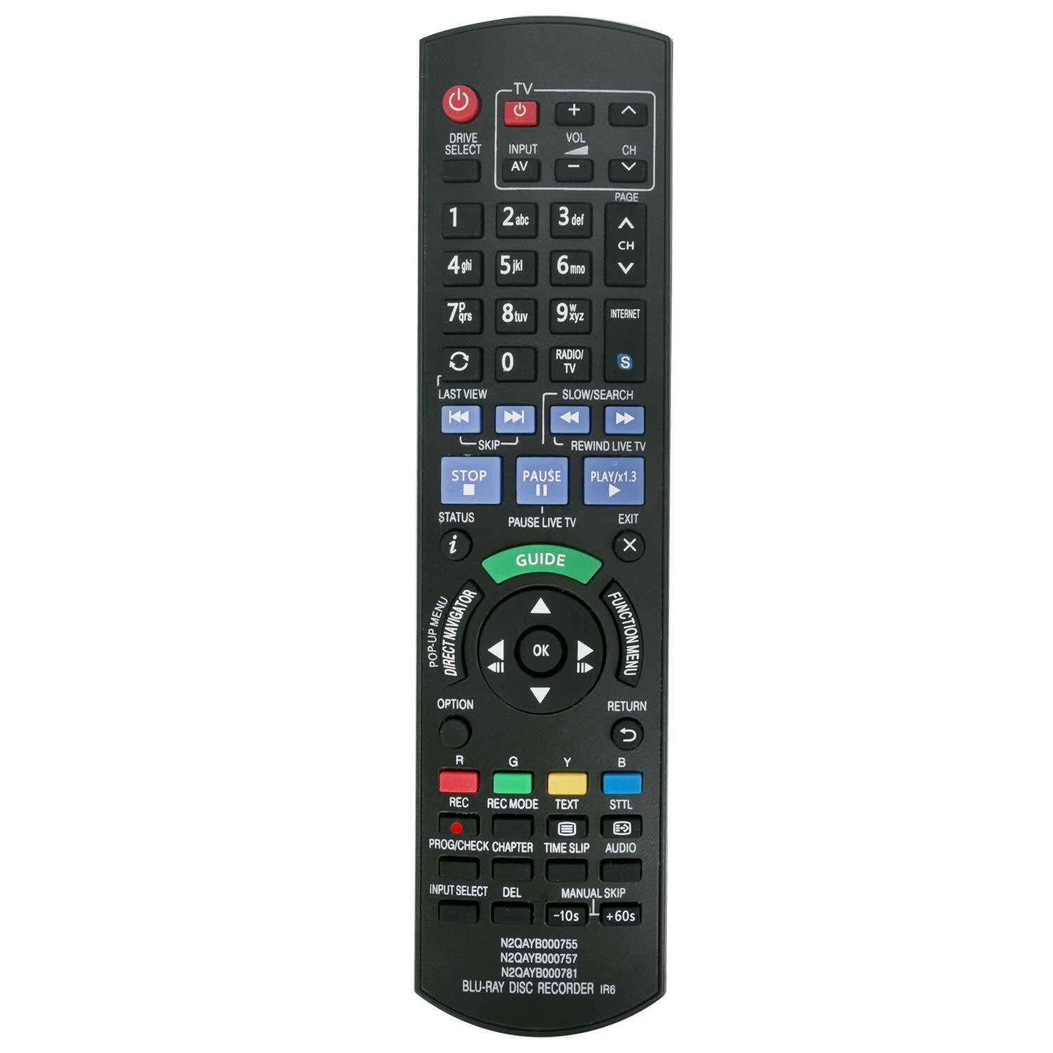 N2QAYB000757 Remote for Panasonic Blu-ray Player DMR-BWT835 DMR-BWT740 ...