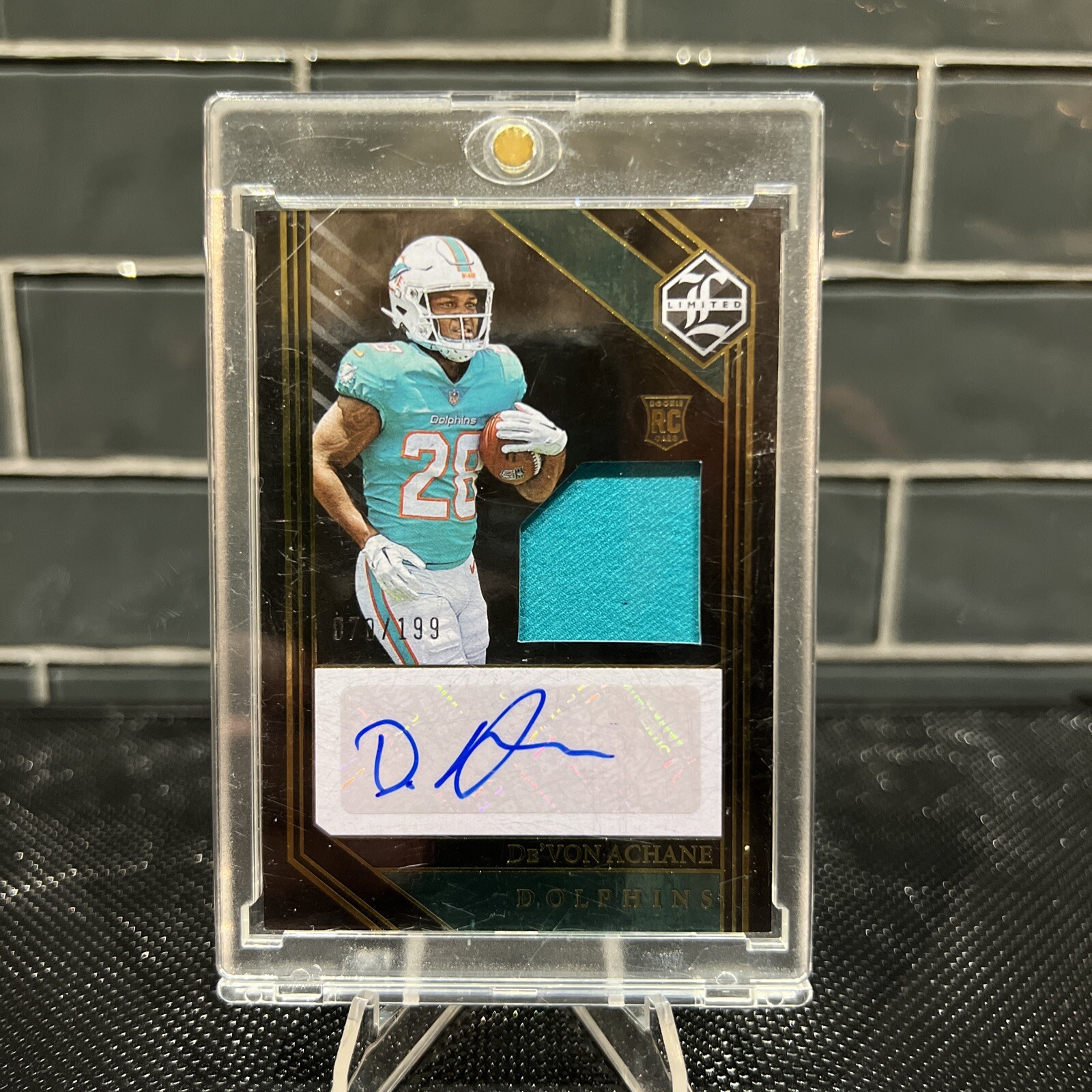 2023 DeVon Achane Panini Limited RPA /199 Rookie Patch Auto Dolphins ...