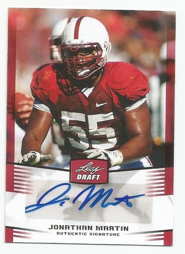 2012 Leaf Draft Autograph Red Jonathan Martin Stanford Cardinal Miami ...