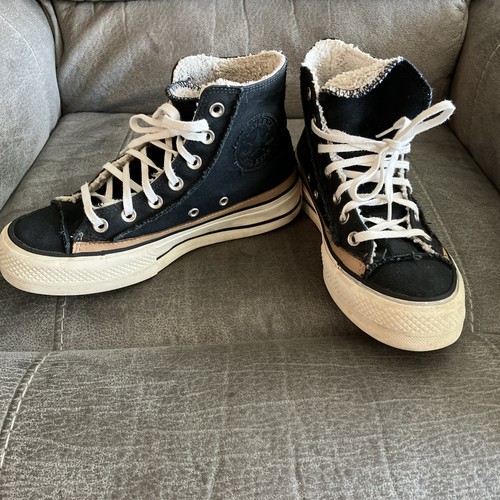 Converse Hi Top Platform Black Canvas with Inner Lining Size 5 1/2 | eBay