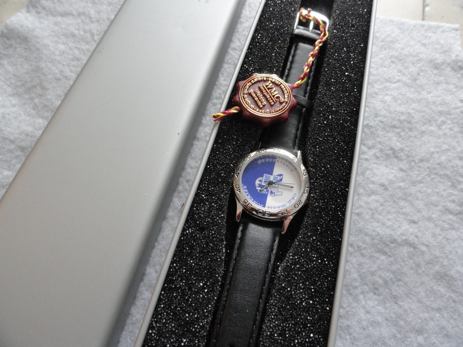 New WMC Quartz Ladies Water Resistant Watch with a Black Leather Band ...