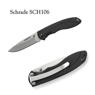 NEW Schrade SCH106 Liner Lock Folding Knife Drop Point Blade G-10 ...