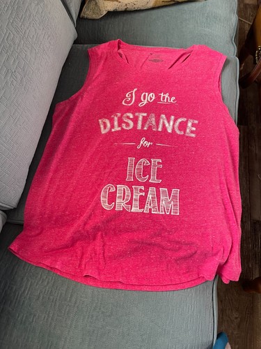Tek Gear Flecked Hot Pink Tank Top I Go The Distance For I - Size L | eBay