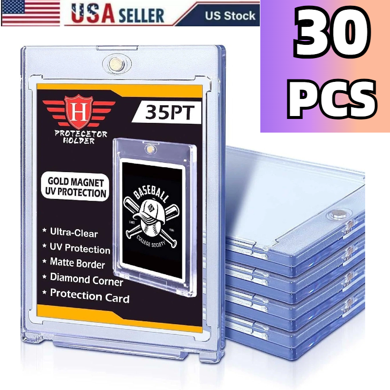 30 Pack Magnetic Trading Sports Card Holders 35pt One-Touch Hard UV ...