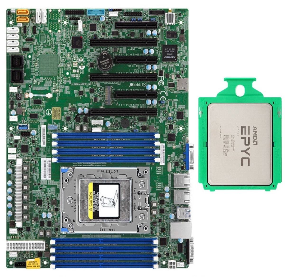 Supermicro H11SSL-i Rev 2.0 Motherboard + AMD EPYC 7702P CPU Processor ...
