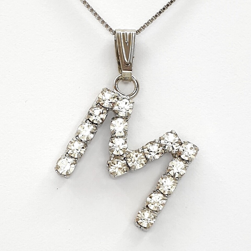 Personalised 925 Silver Love Heart Initial Letters Chain Necklace Gift ...