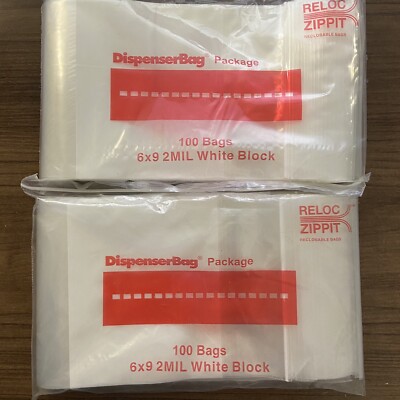 200 6x9 WHITE BLOCK Bags 2mil Reloc Zippit Reclosable Baggies 2 Mil 6 ...