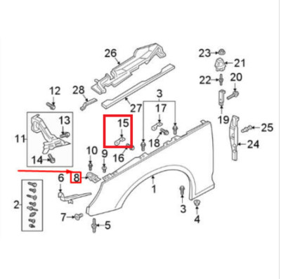 NEW GENUINE AUDI A4 B9 FRONT FENDER BRACKETS RIGHT O/S 8W0821468 ...