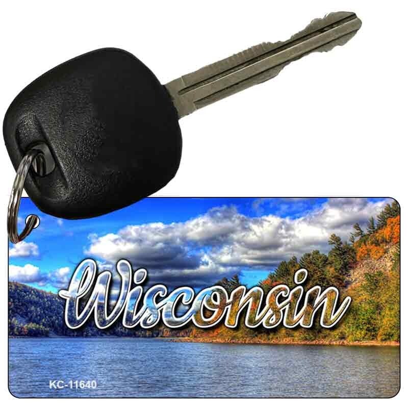 Wisconsin Colorful Lake Novelty Metal Aluminum Key Chain License Plate ...