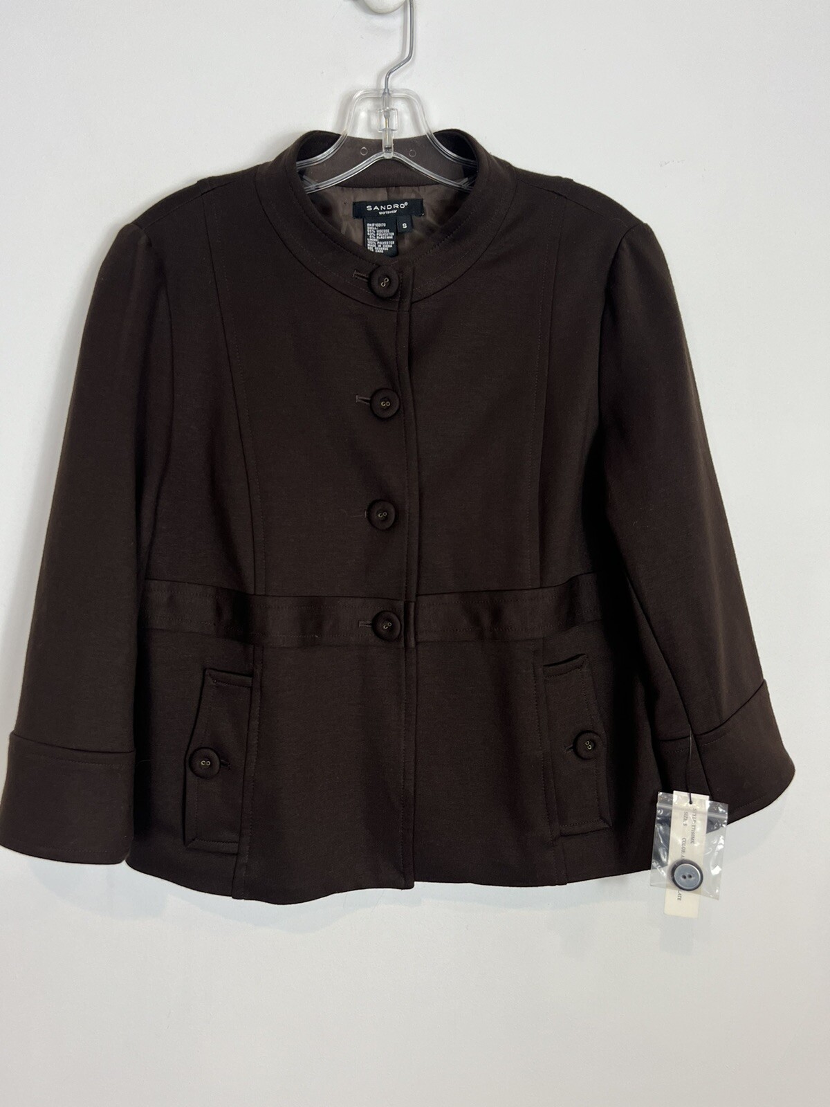 Sandro Sportswear Jacket Crop Swing Boxy Small Stretch Work Career ...