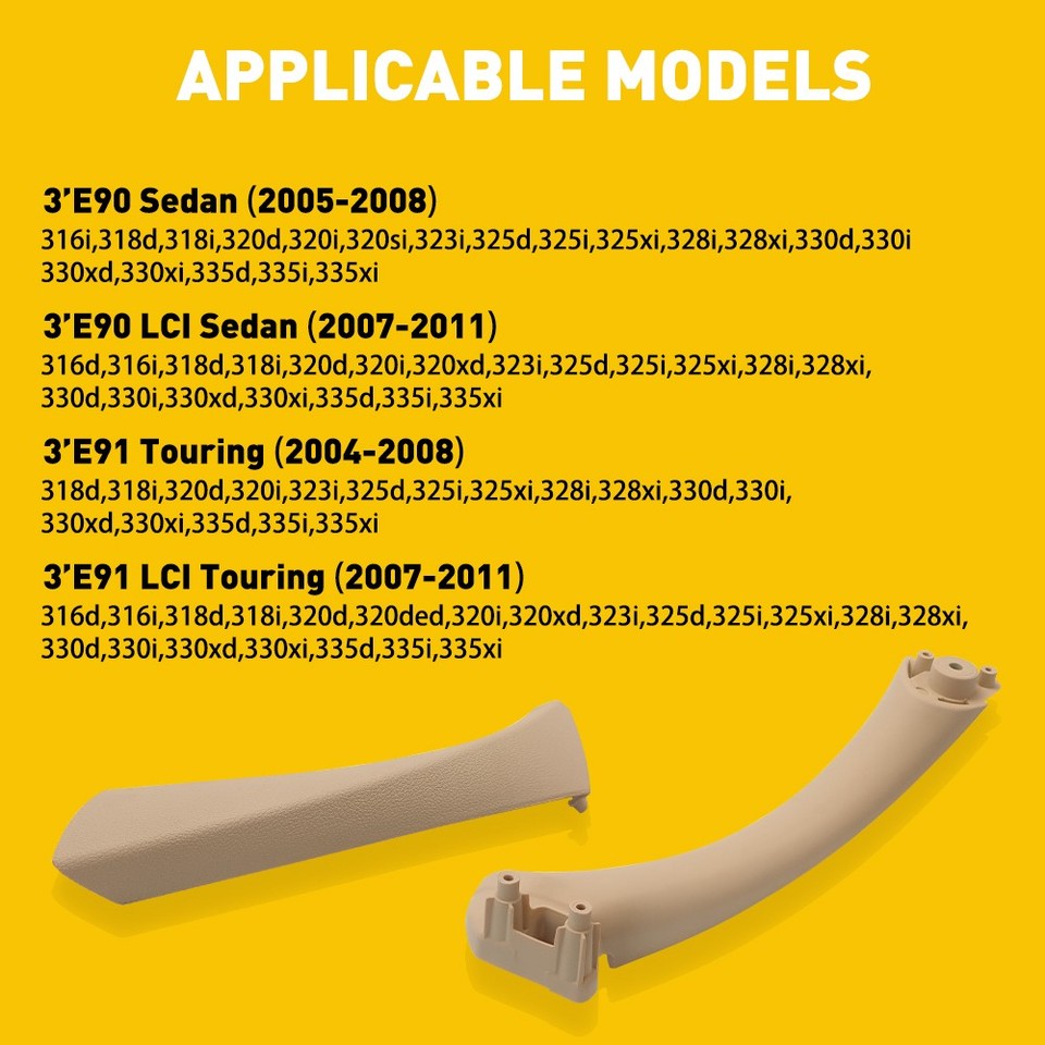 Fit For E90 BMW 328i Inner+Outer Door Panel Handle Pull Trim Cover ...