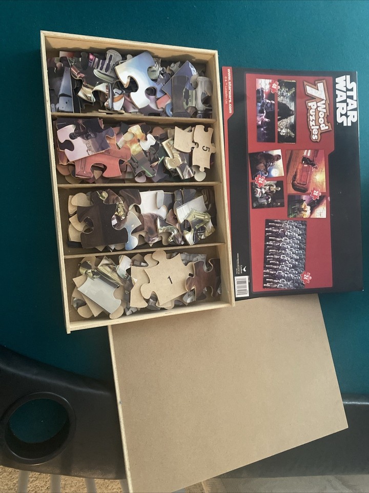 Star Wars 7 Wood Puzzles "The Force Awakens" in Wooden Storage Box | eBay