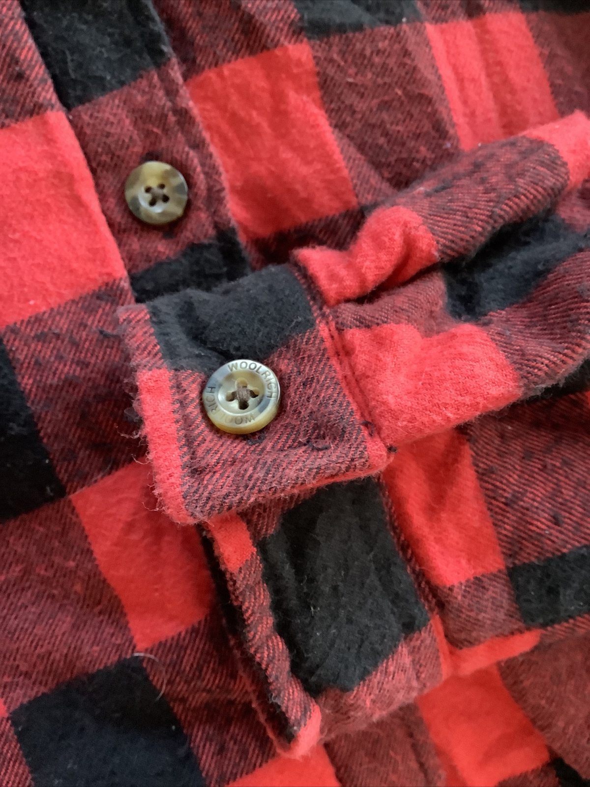 WOOLRICH Womens Red Black Buffalo Check PEMBERTON Vintage Flannel Shirt ...