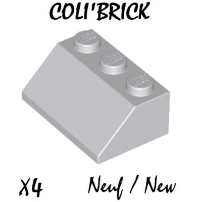 Lego 3038 - 4x Brique Pente / Slope 45 2x3 - Gris / Light Bluish Gray ...
