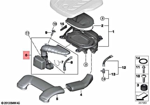 Genuine BMW F15 SUV Intake Silencer Filtered Air Pipe OEM 13718513245 ...