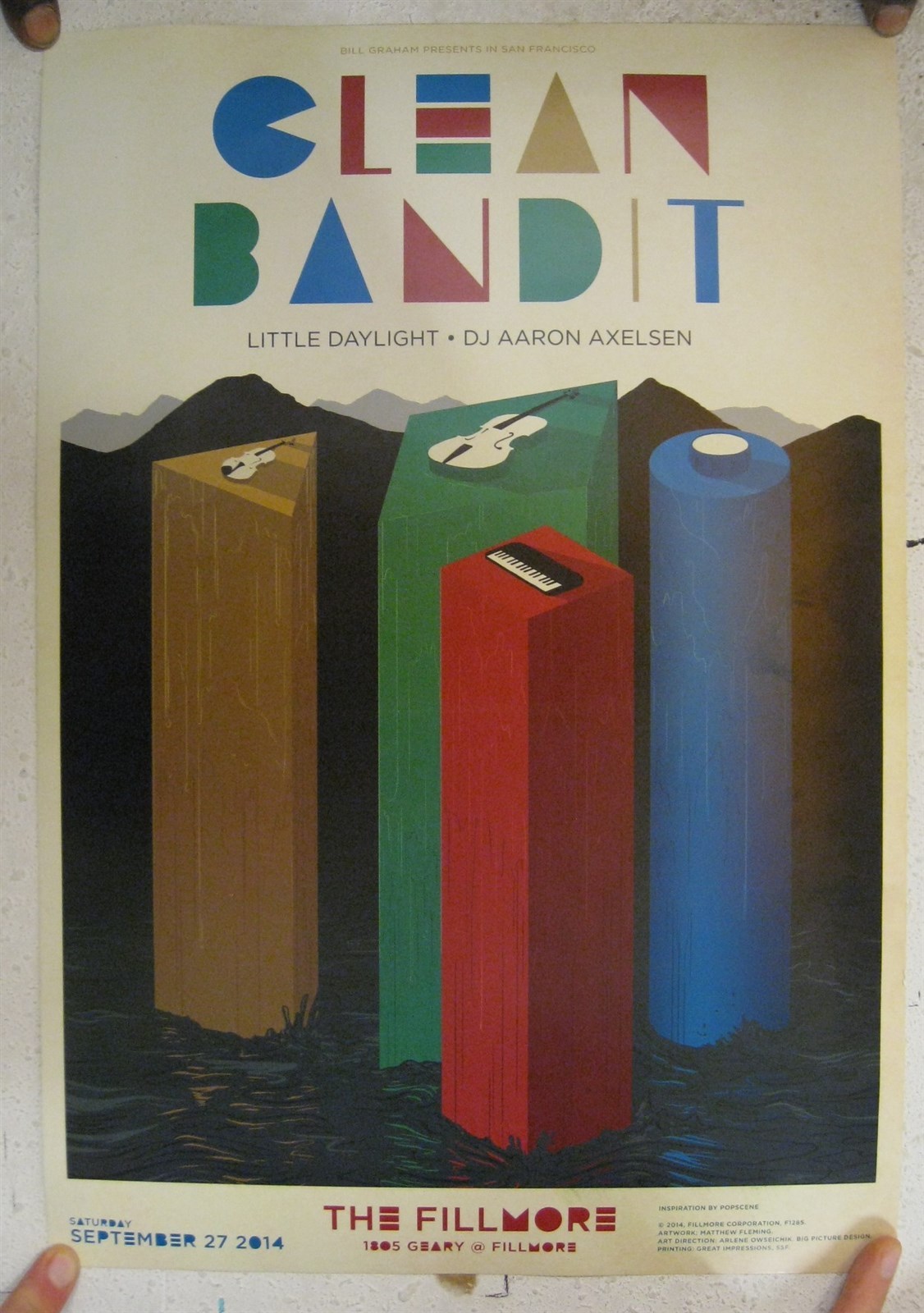 Clean Bandit Poster Fillmore San Francisco CA September 27 2014 Mint ...