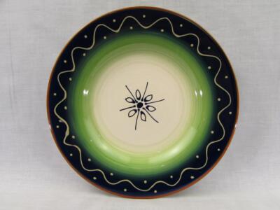 Tabletops Gallery Dinner Plate Floral Center Green Blue Cream Dots ...