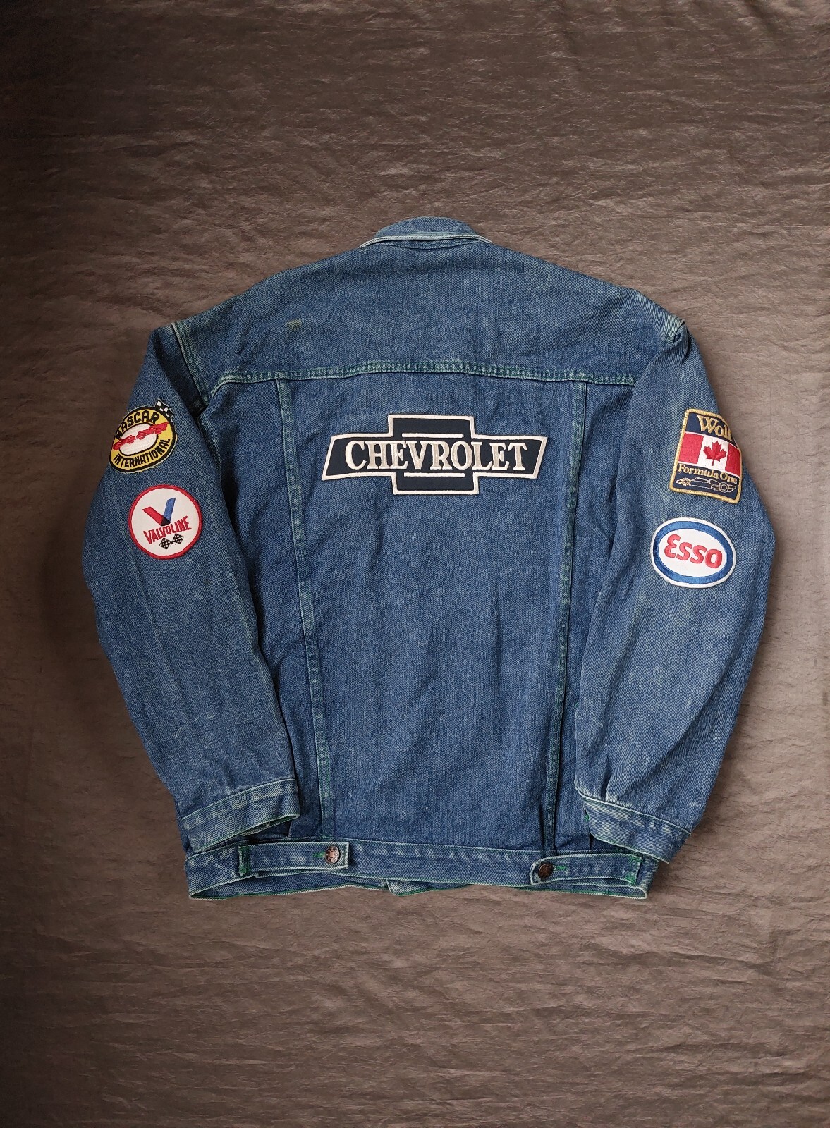 Vintage denim jacket, Chevrolet motorcycle, numerous … - Gem