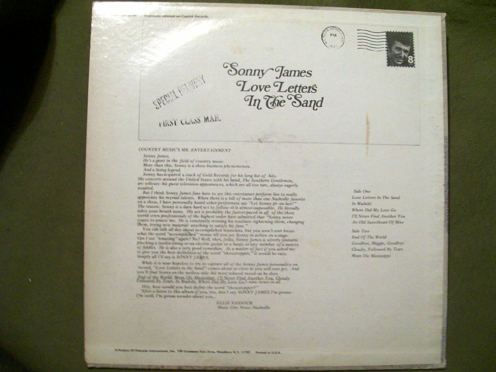 SONNY JAMES LOVE LETTERS IN THE SAND RECORD HILLTOP RECORDS JS-6129 | eBay