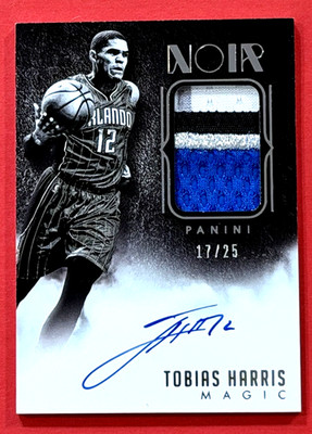 2014-15 NOIR AUTO TOBIAS HARRIS SIGNED AUTOGRAPH GAME USED JERSEY PATCH ...