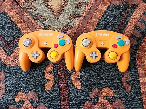 x2 Nintendo GameCube Spice Orange Controller DOL-003 Official OEM Lot ...